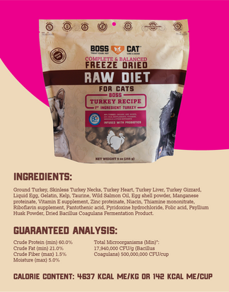 Freeze Dried Cat Food & Topper w/ Probiotics - Boss Dog Brand Inc